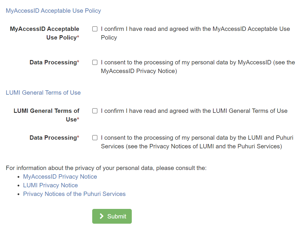 MyAccessID account registration - Puhuri Documentation